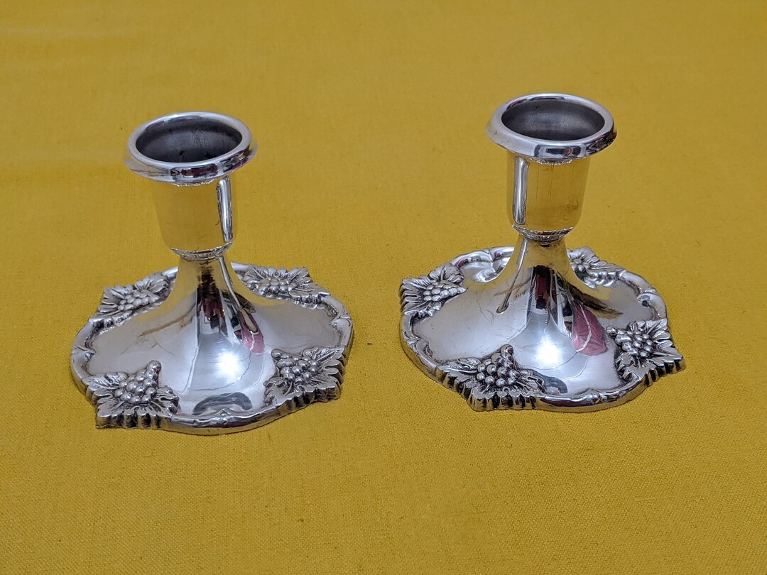 Vintage Pair of Silverplate Coronet Plate E.P Lead Heavy Candlestick ...