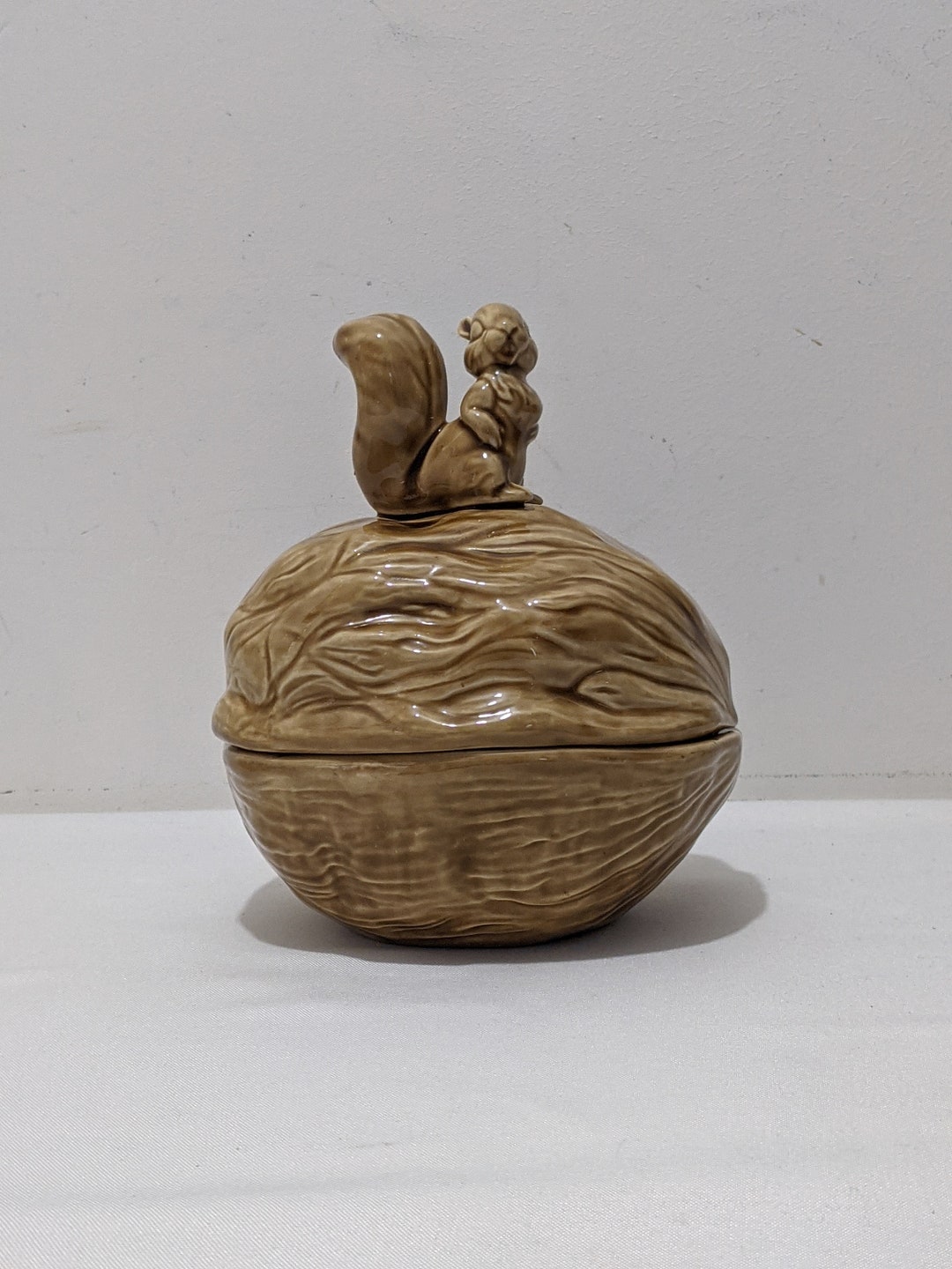 Vintage Squirrel Motif Nut Crock /candy Dish/cookie Jar. Inscription on ...
