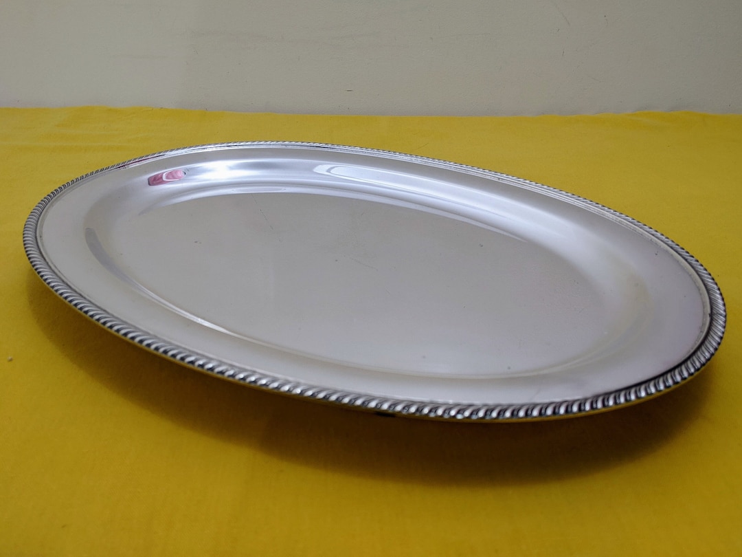 Wm A Rogers Vintage Footed Oval Platter, Silver Plated With Ornate ...