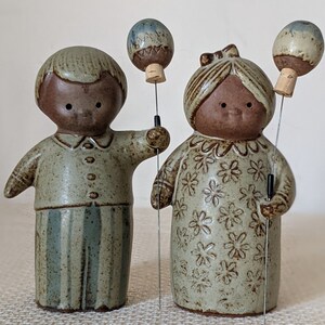 Stoneware Boy & Girl Figurines Holding Balloons/vintage Pair OCI ...