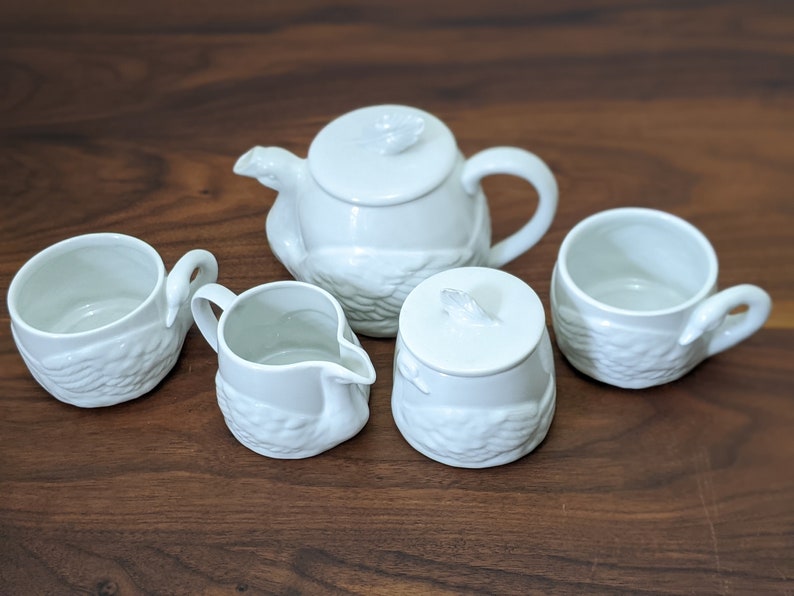 Tea for 2 Vintage White Swan Tea Set Made in Japan - Etsy