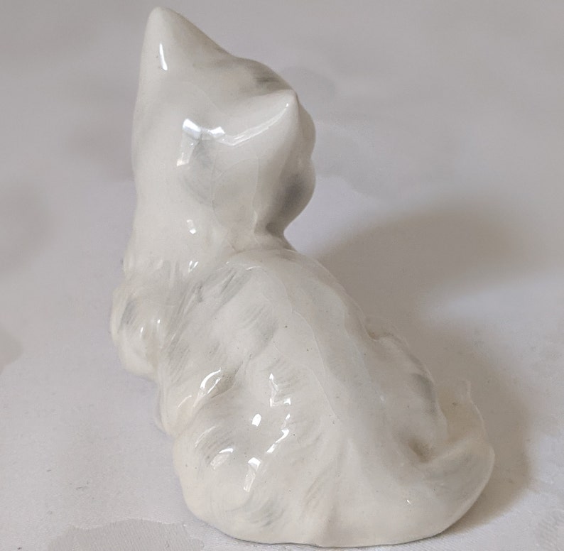 Charming Little White Cat Hand-painted Porcelain Figurine, in Repose ...
