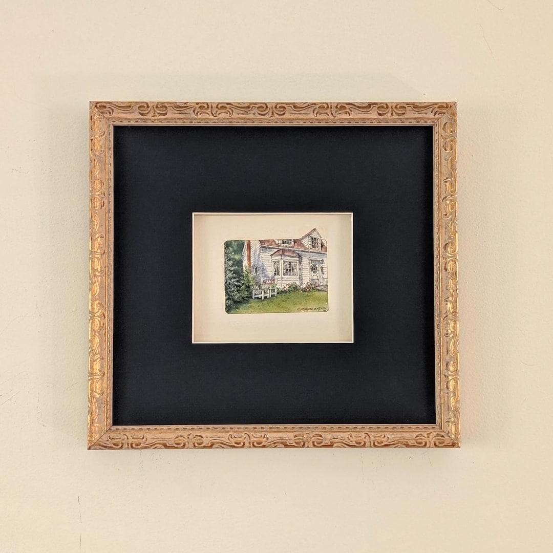 Vintage Framed and Under Glass Miniature Watercolor Painting Signed and ...