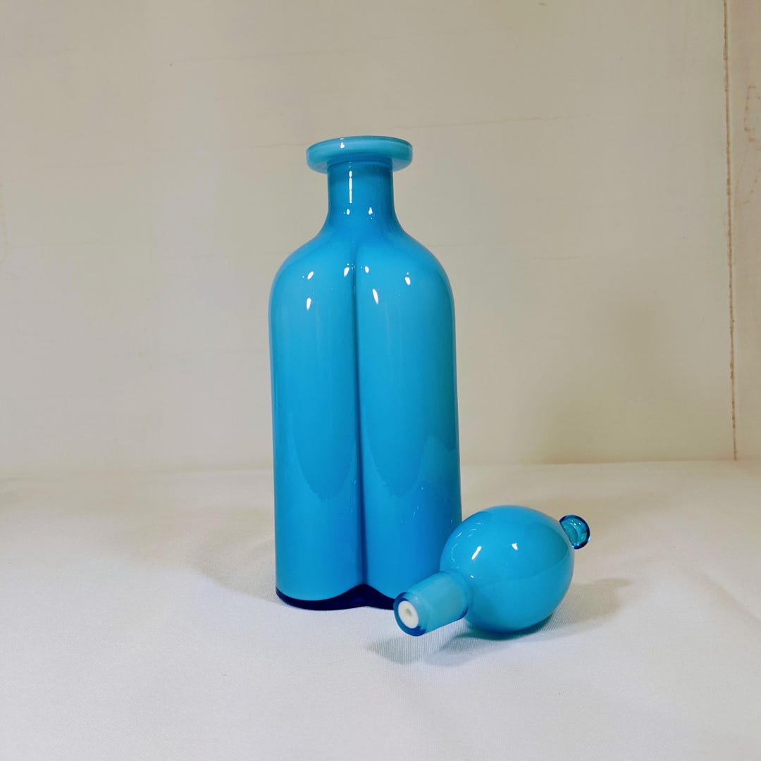 Vintage Turquoise Blue Cased Glass Perfume Bottle/apothecary Jar With ...