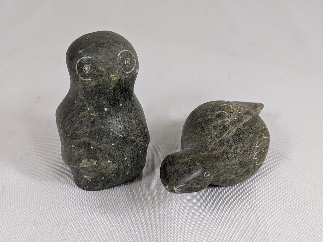 Vintage Soapstone Carving Inuit Style by DIMU Dietrich Muckenheim. Two ...