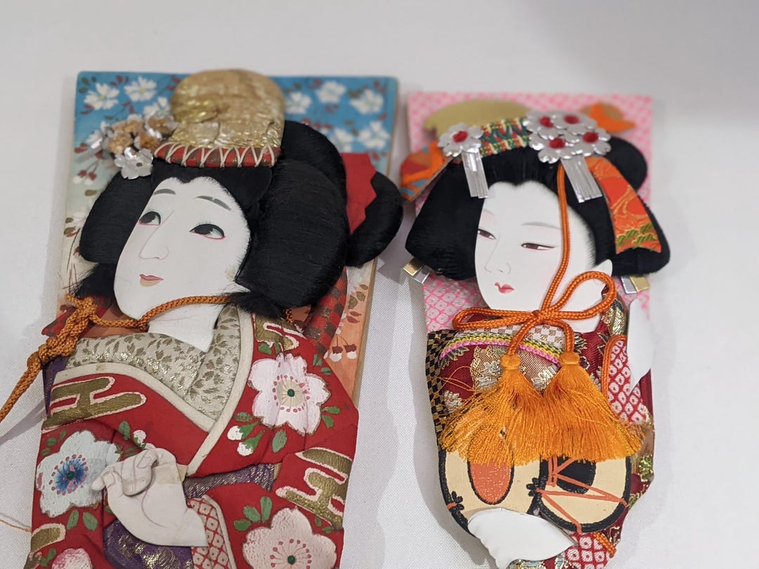 Vintage Japanese Hagoita Geisha Paddle Decoration Pair - Etsy