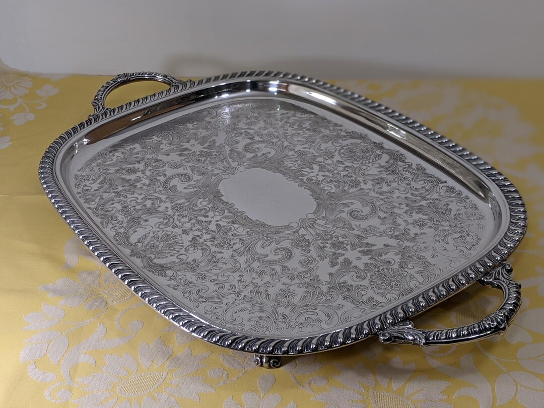 Vintage Leonard Silver Plated Butler/serving Tray, Footed With Handles ...