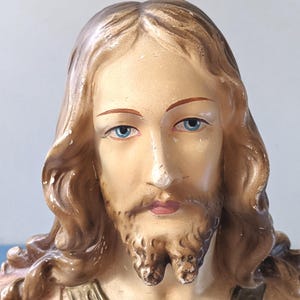 Antique Art Deco Era Jesus Christ and Sacred Heart Chalkware Bust ...