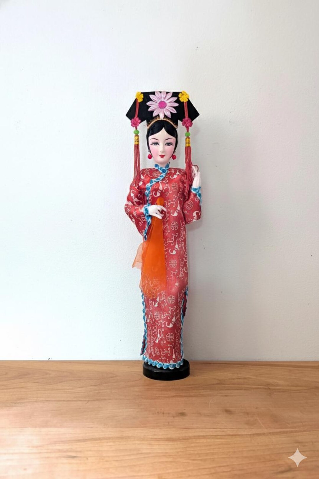 Chinese Opera Doll, Vintage Figurine, Red Silk Robe, Peking Art - Etsy