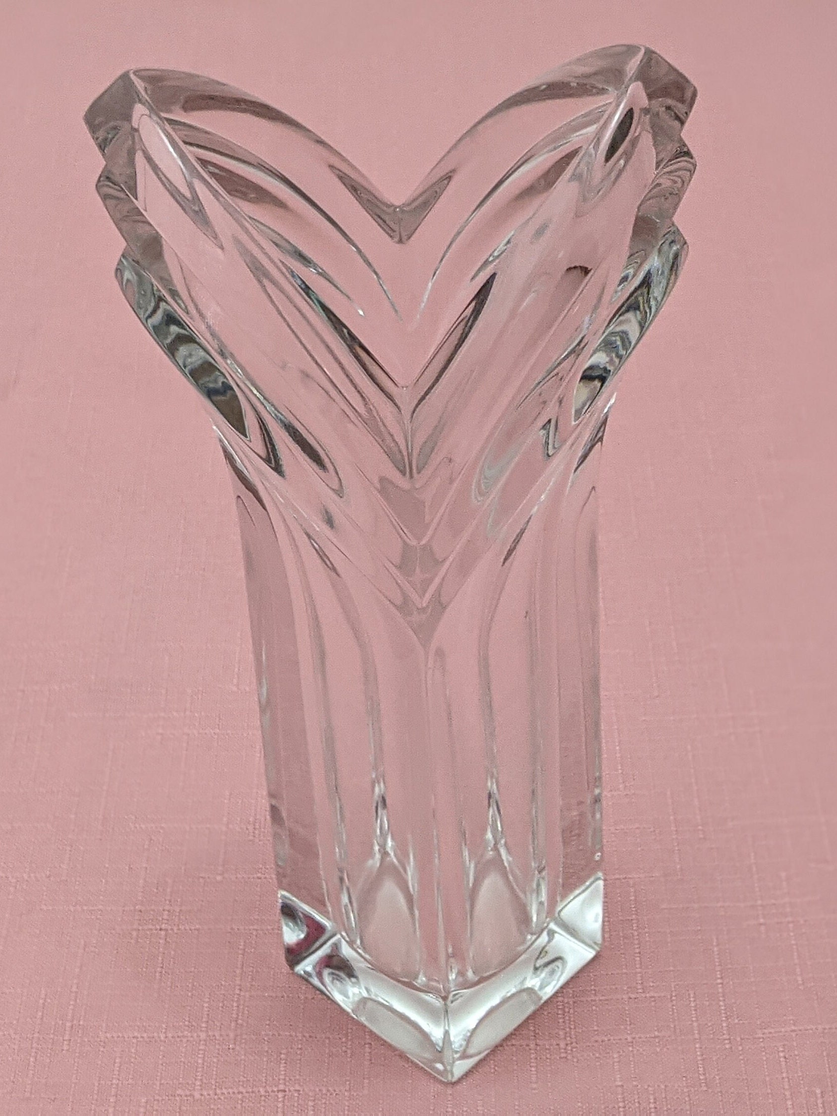 Mikasa Vintage Art Deco Pattern Clear Crystal Vase - Etsy