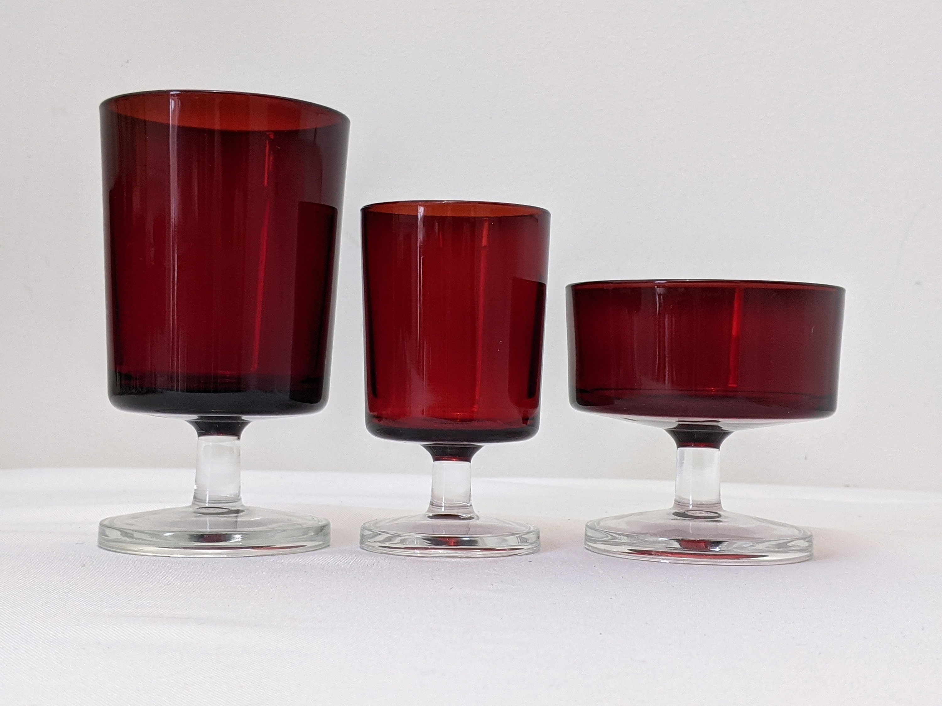 Luminarc Cavalier Ruby Red Glasses in 3 Different Sizes - Etsy