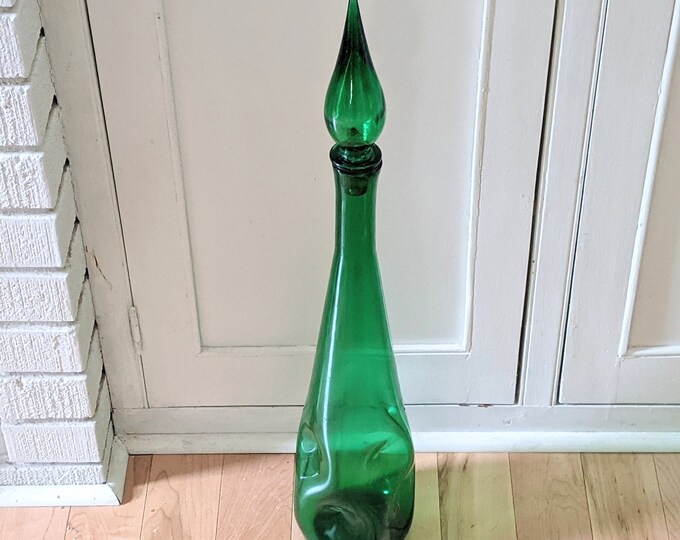 Large Vintage Mid Century Emerald Green Genie Decanter With Stopper ...