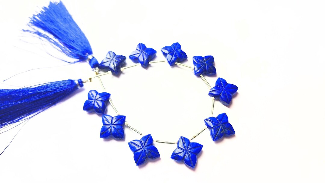 Lapis Lazuli Flower Carving Gemstone Strand: Hand Carved Jewelry Making ...