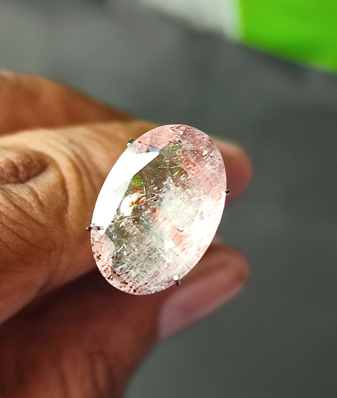 Lepidocrocite Super Seven Quartz: Oval Step Cut Loose Gemstone ...