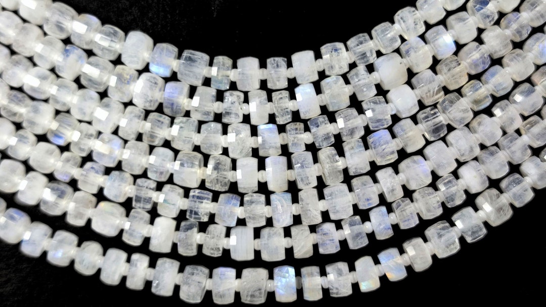 Rainbow Moonstone Step Cut Faceted Rondelle Beads / Size 6-7MM / 8/16 ...