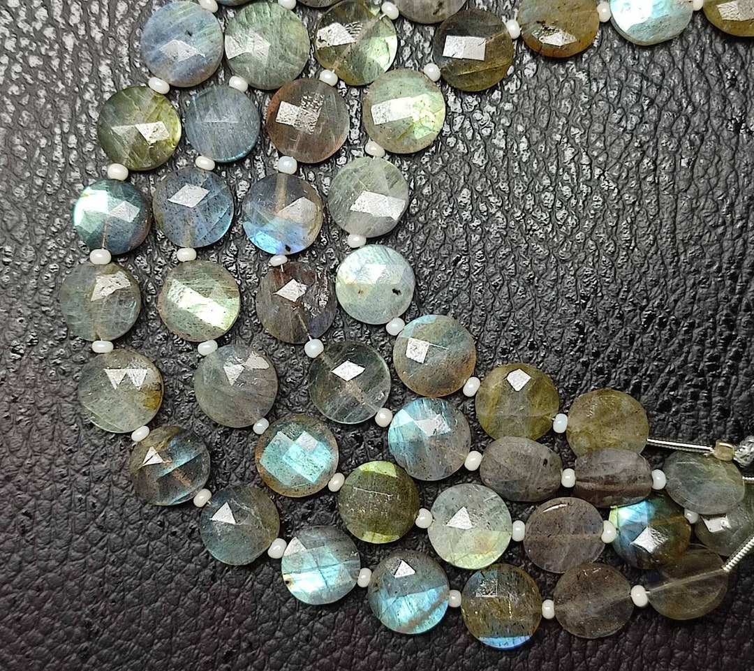 AAA Grade Labradorite Faceted Round Coin Shape Beads, Round Faceted ...