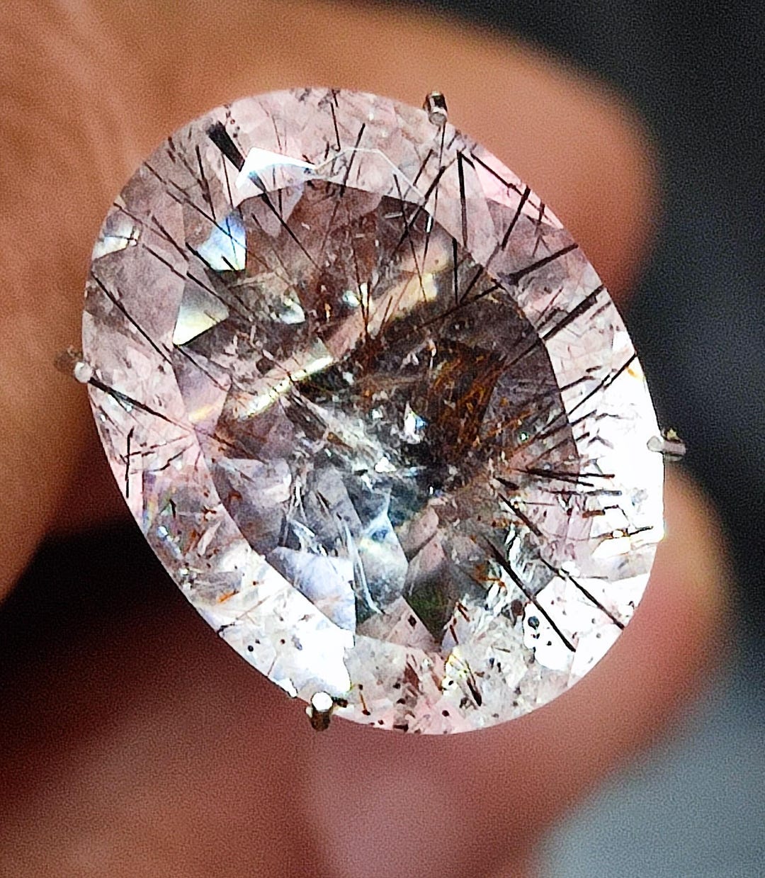 Lepidocrocite Super Seven Quartz Gemstone: Faceted Oval Cut (12x16x7mm ...