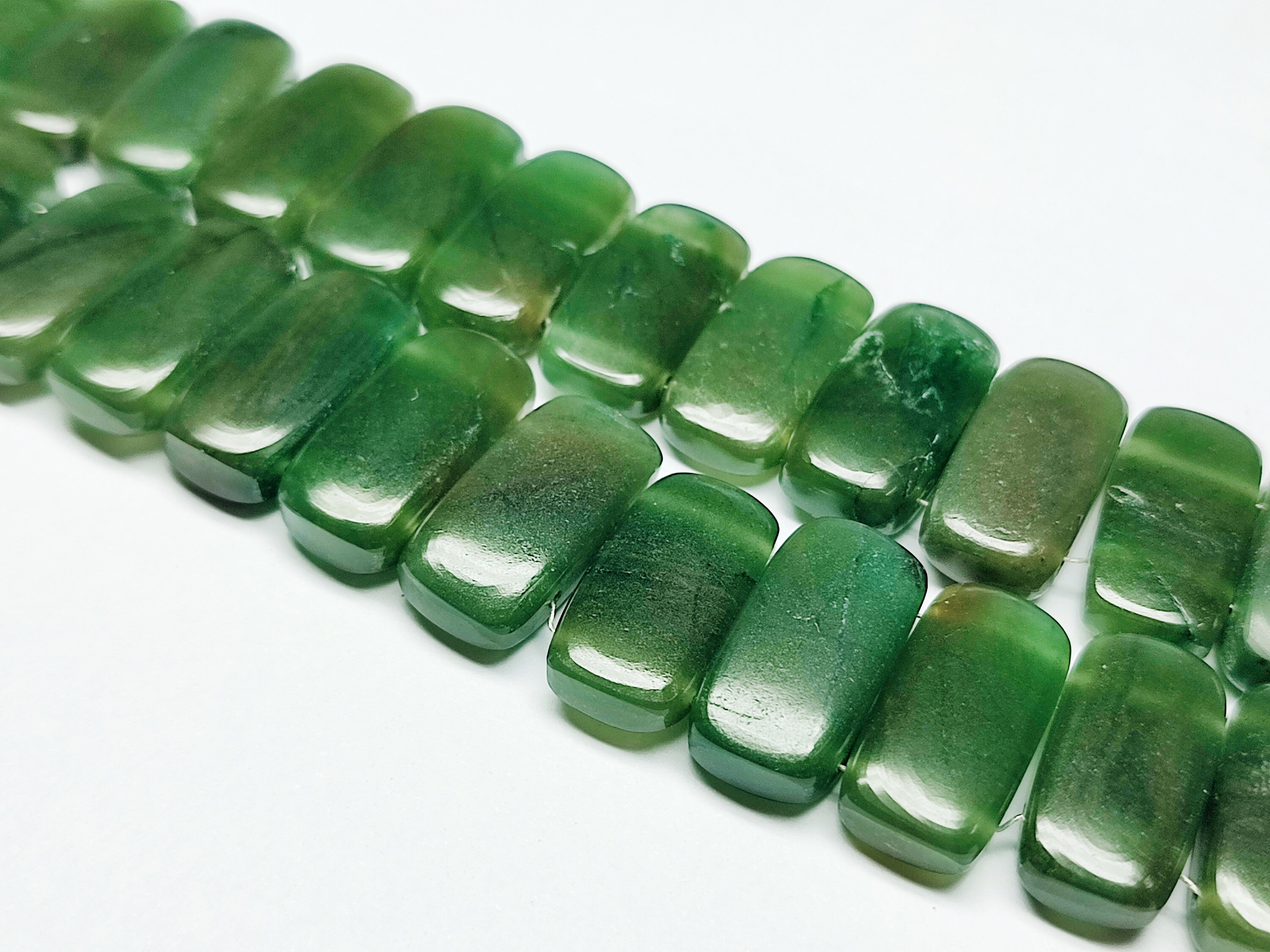 Double Drill Green Jade AAA Grade Smooth Polished Rectangular Beads ...