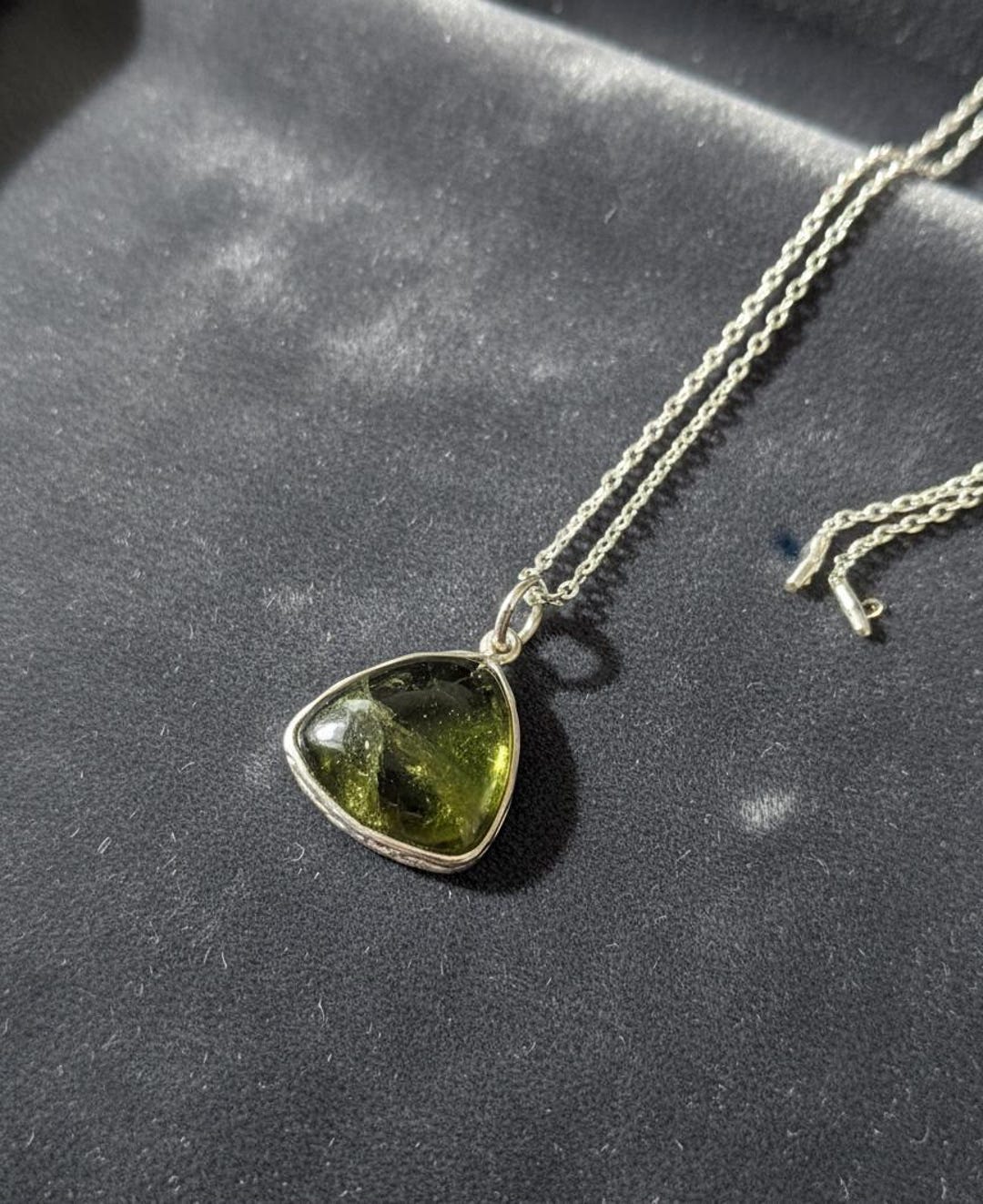 Natural Tourmaline Triangle Shape Pendant With 925 Silver Sterling 16 ...
