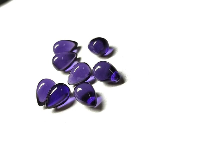 AAA Grade 10 Piece Purple Glass Smooth Inverted Teardrop Briolettes ...
