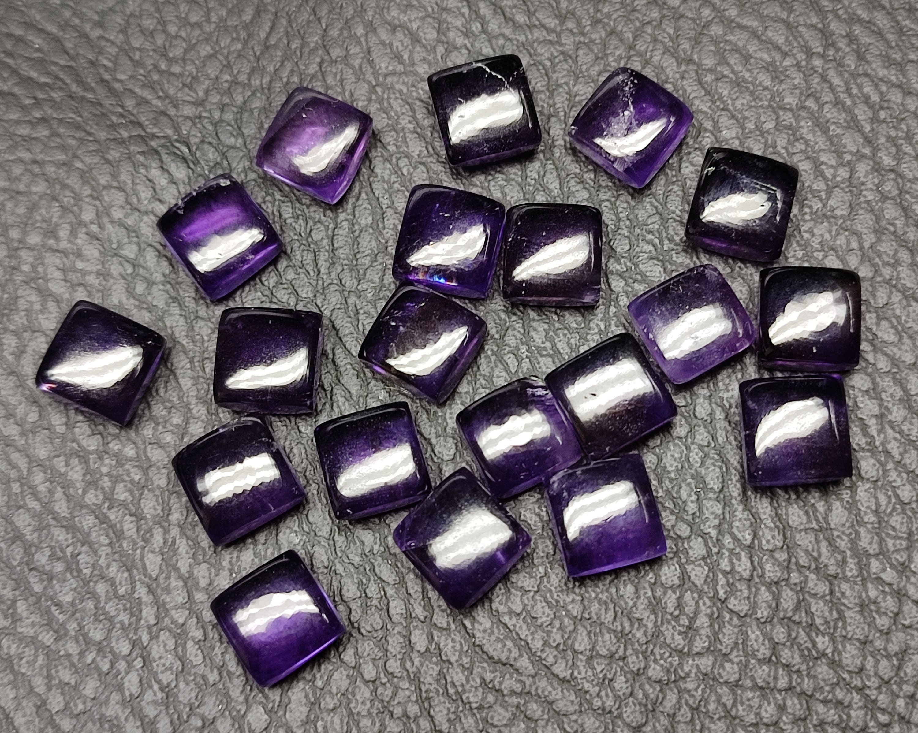 4x4 and 6x6 Mm Amethyst Square Cab, 15 Pieces, Smooth Square Cabochon ...