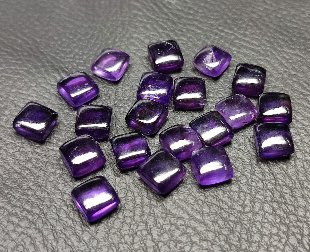4x4 and 6x6 Mm Amethyst Square Cab, 15 Pieces, Smooth Square Cabochon ...