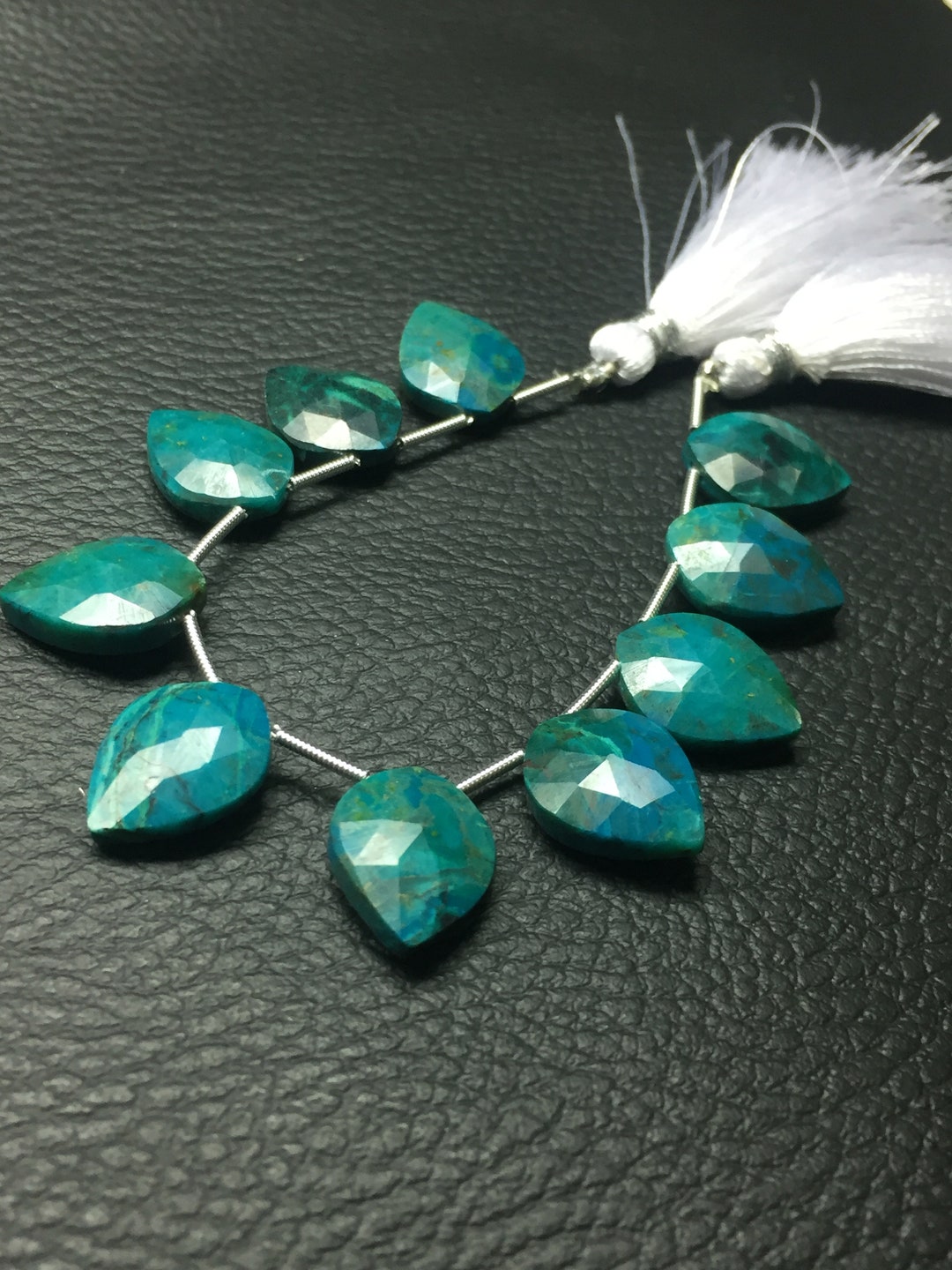 Five Perfectly Matched Pairs CHRYSOCOLLA Shield Cut Faceted Briolette ...