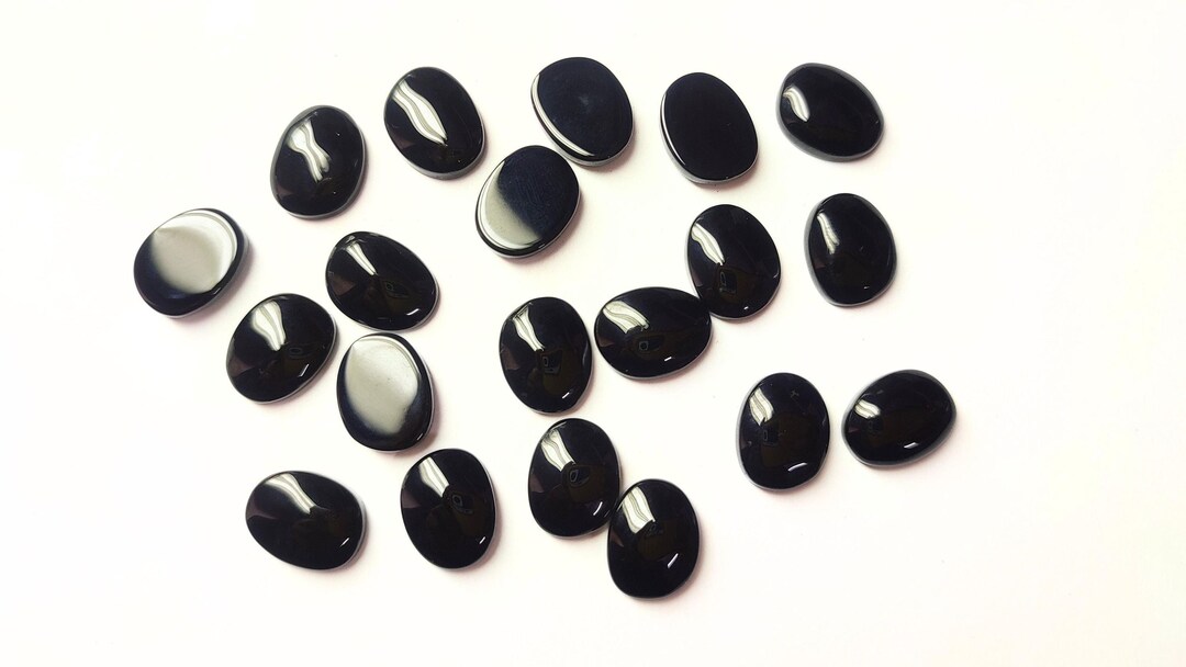 Black Spinel Fancy Cabochons: Hand Cut Polished Gems (10x13mm, 10 Pcs ...