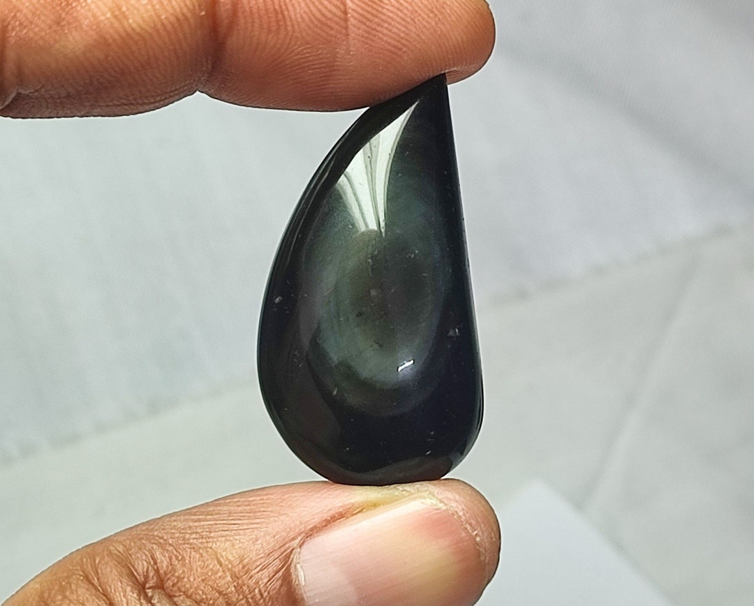 Silver Sheen Obsidian Cabochon: Polished Gemstone for Jewelry Making ...