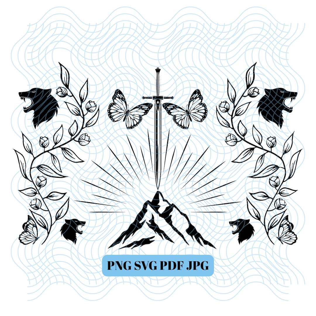 Quicksilver Cover Inspired Book Sword Mountain Butterflies, Svg, Png ...