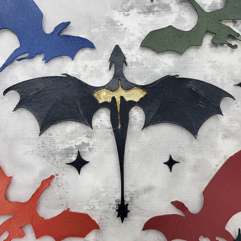 Fourth Wing Inspired Dragons With Stars, Watercolor Background, 8x8 ...