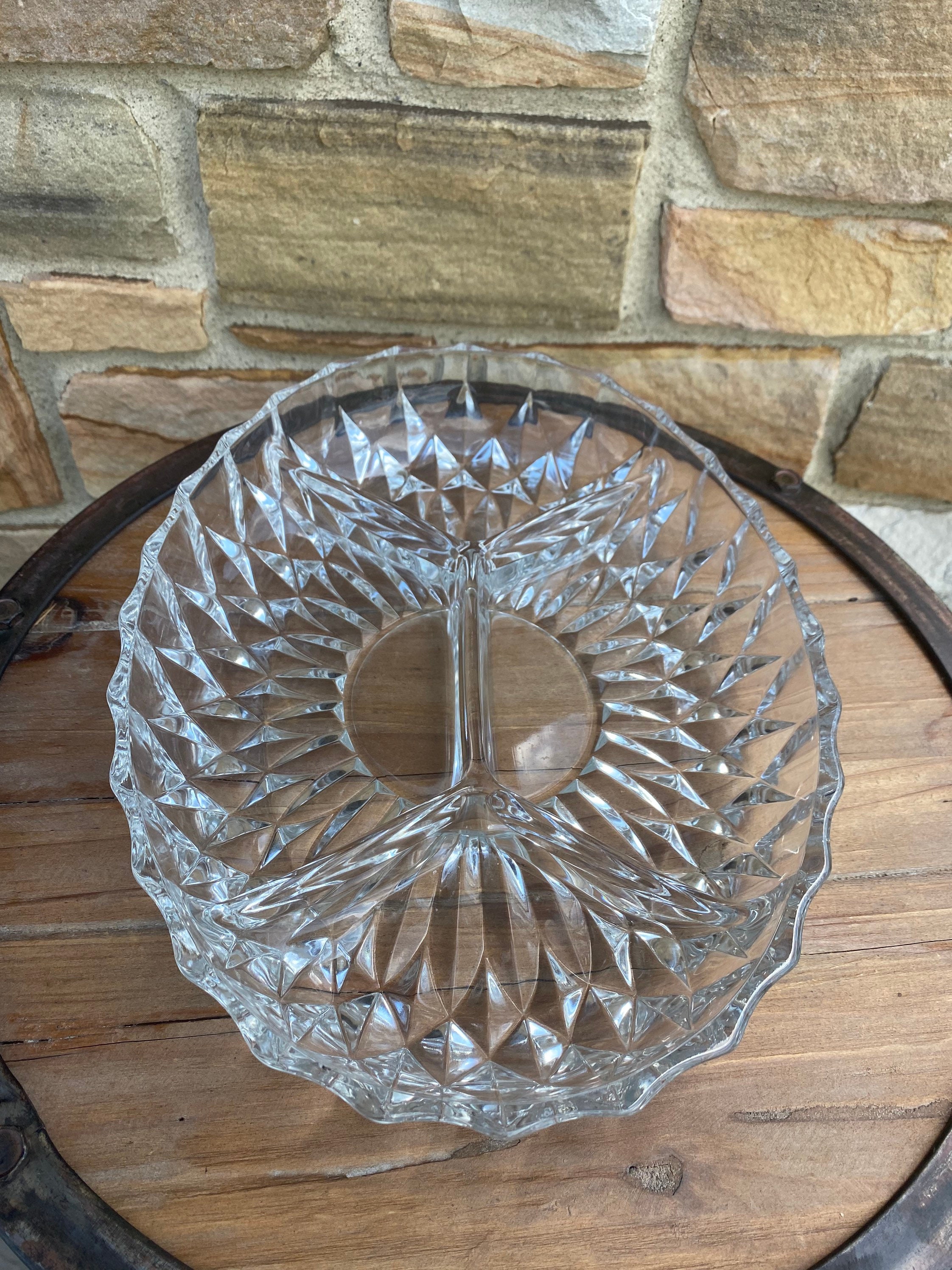 Vintage Oval Crystal Serving Tray | Etsy