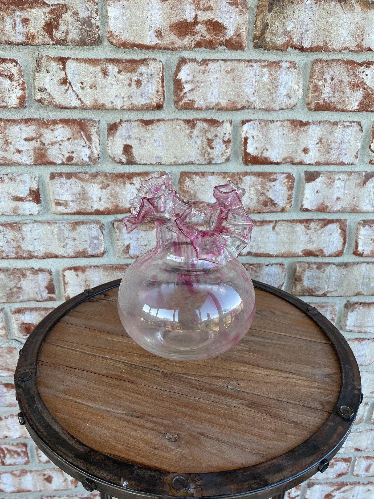 Vitnage Pink Ruffle Fenton Glass Vase - Etsy