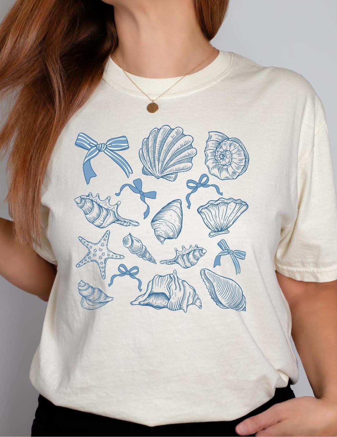 Deep Blue Seashells Beach Shirt|beach Lover|coquette|comfort Colors ...