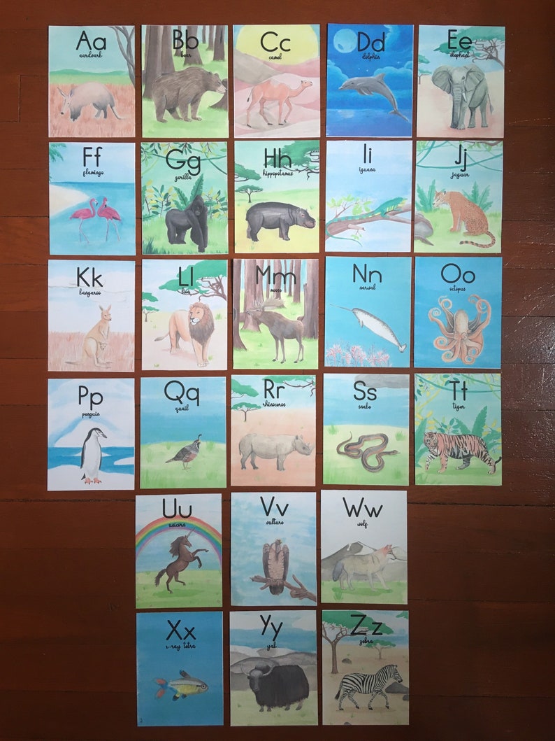 Animal Alphabet Cards Charlotte Mason Pre-k Homeschool Printables ...