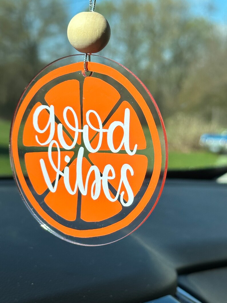 Good Vibes, Car Charm, Rear View Mirror Charm, Car Accessories, Acrylic ...