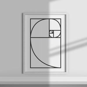 Golden Ratio Fibonacci Printable, Line Art Printable Scandinavian Print ...