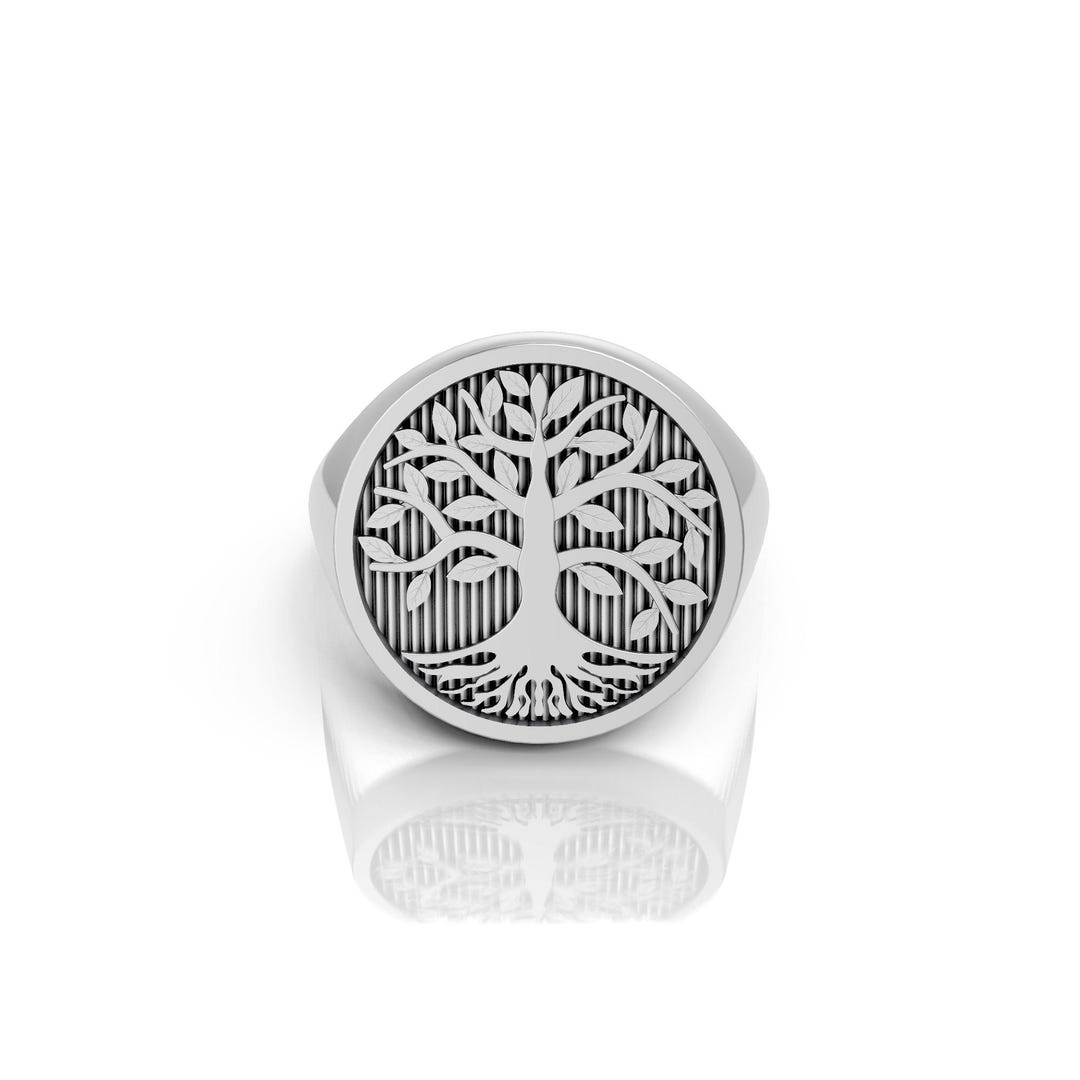 Tree of Life Men Ring Yggdrasil Ring Men Handmade Signet Ring Symbolic ...