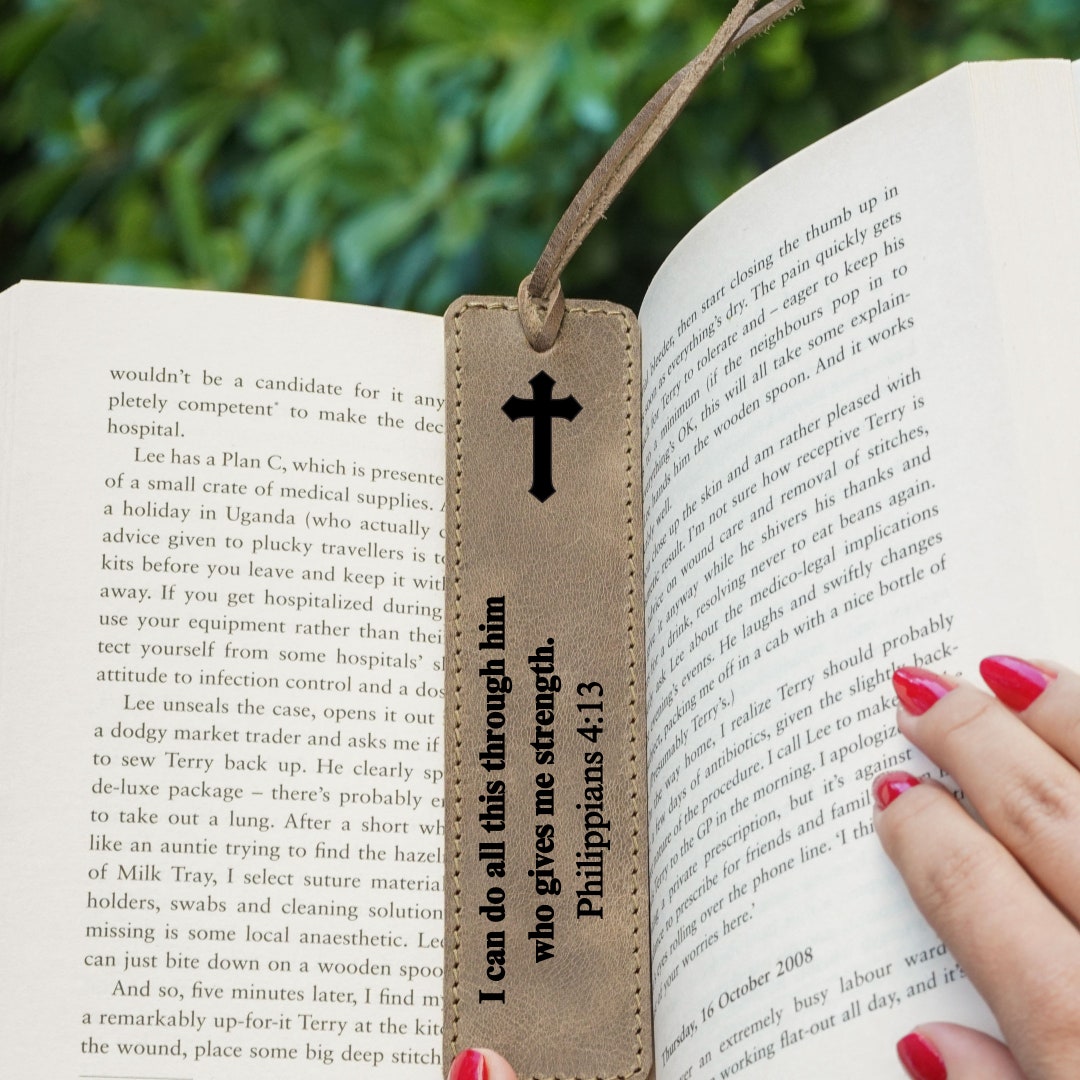 Personalized Leather Bookmark, Engraved Bible Verses or Faith Quotes ...