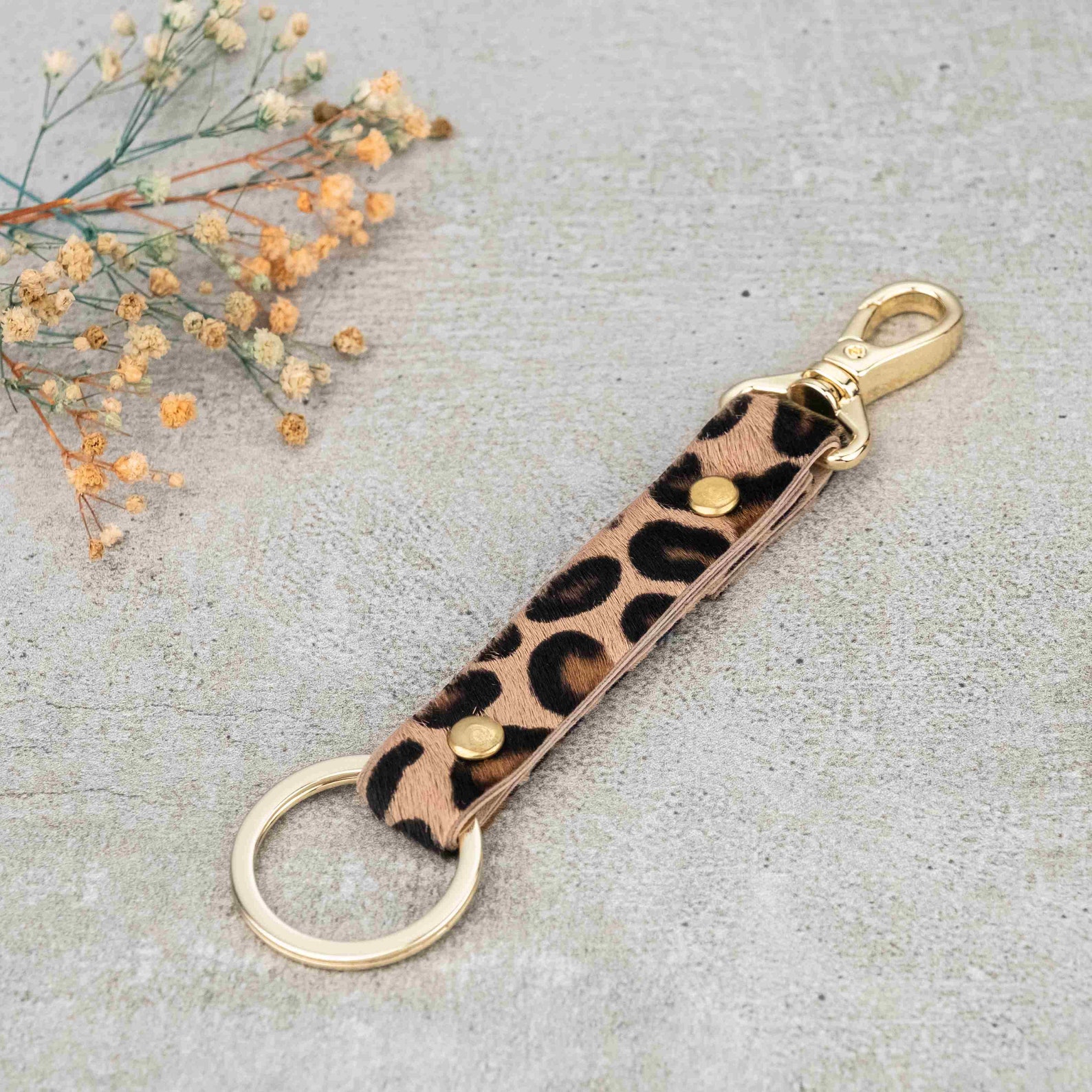 Leopard Design Leather Keychain for Women Leather Key Ring - Etsy