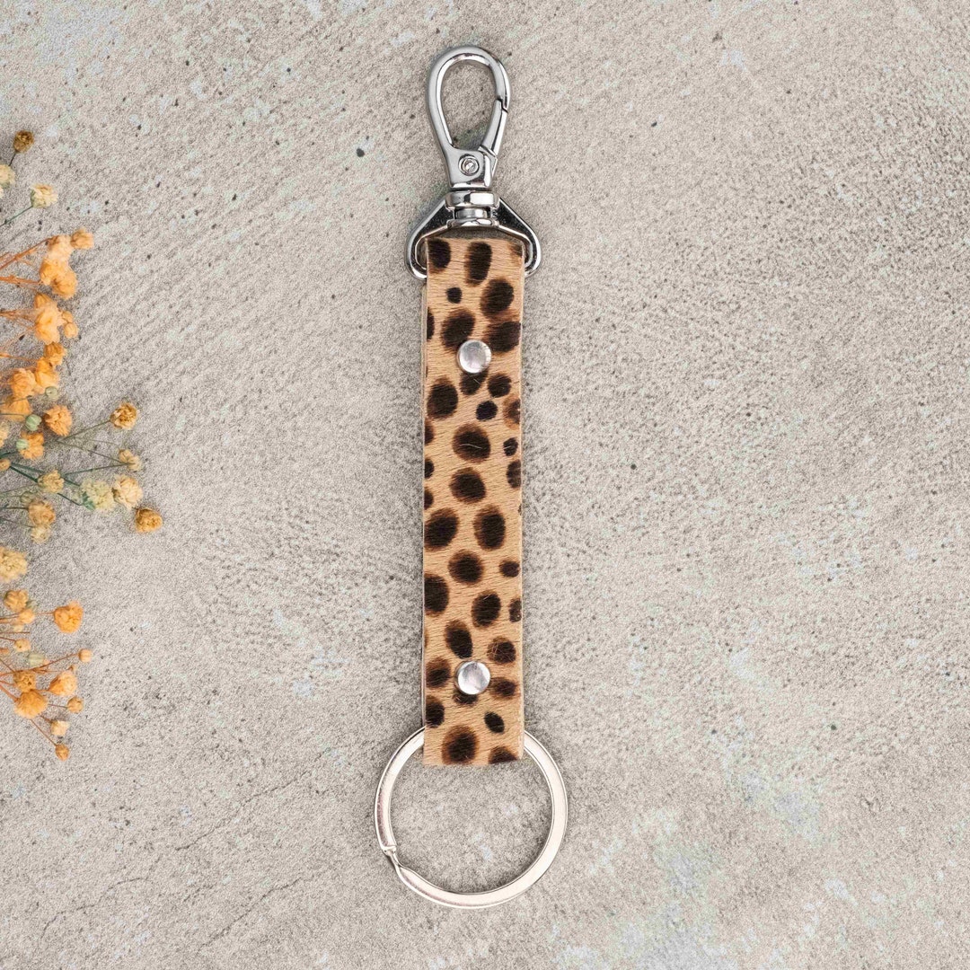 Cheetah Print Leather Keychain, Leather Key FOB, Mother's Day Gift ...