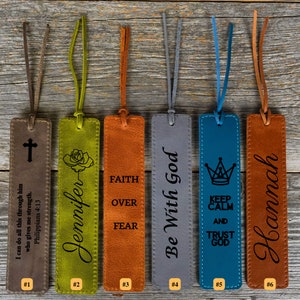 Personalized Leather Bookmark, Engraved Bible Verses or Faith Quotes ...