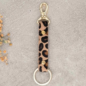 Leopard Design Leather Keychain for Women , Leather Key Ring, Leather ...