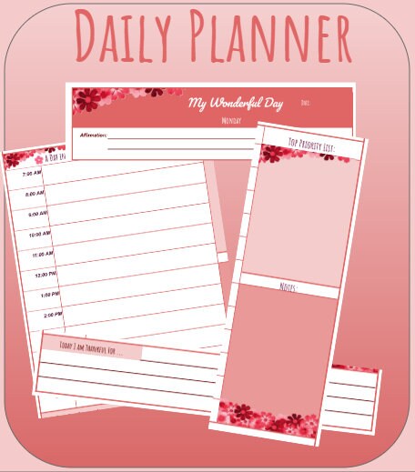 Fun Floral Daily and Hourly Tracker - Digital Download | Planner ...