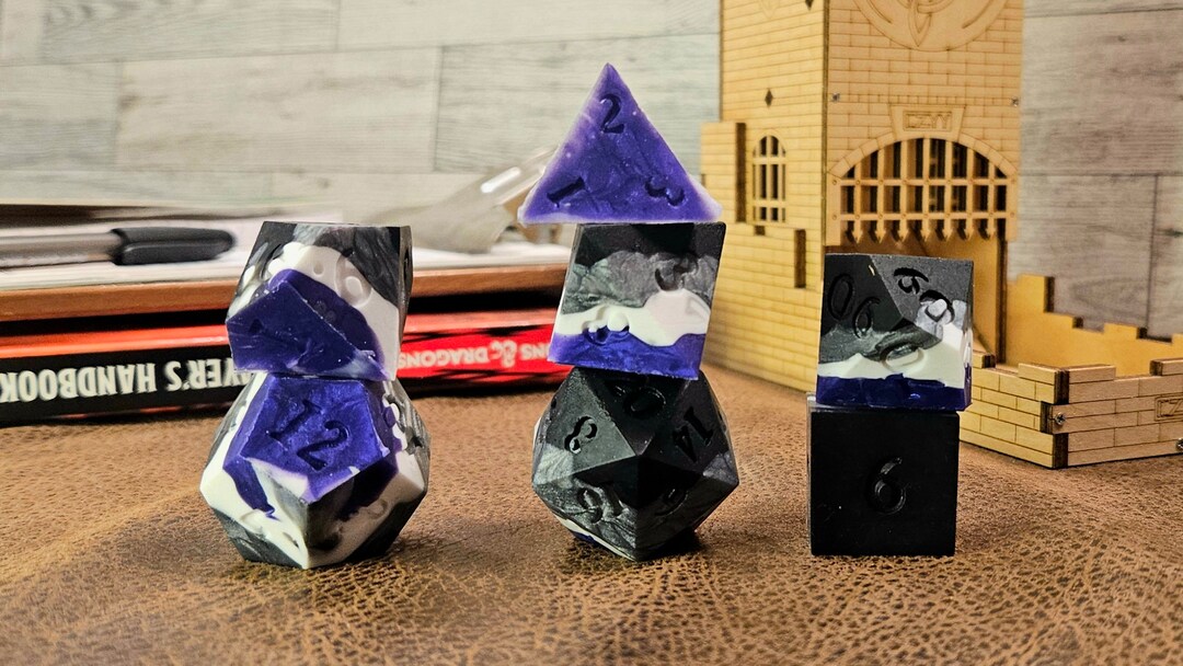 Jumbo Asexual Pride Flag Dice, Polyhedral Set of 7 D20, D12, D10, D ...