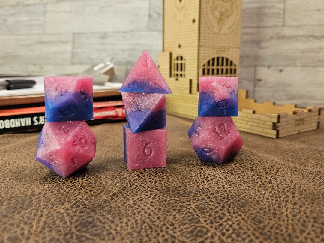 Jumbo Bisexual Pride Flag Squishy Dice, Polyhedral Dice Set of 7 D20 ...