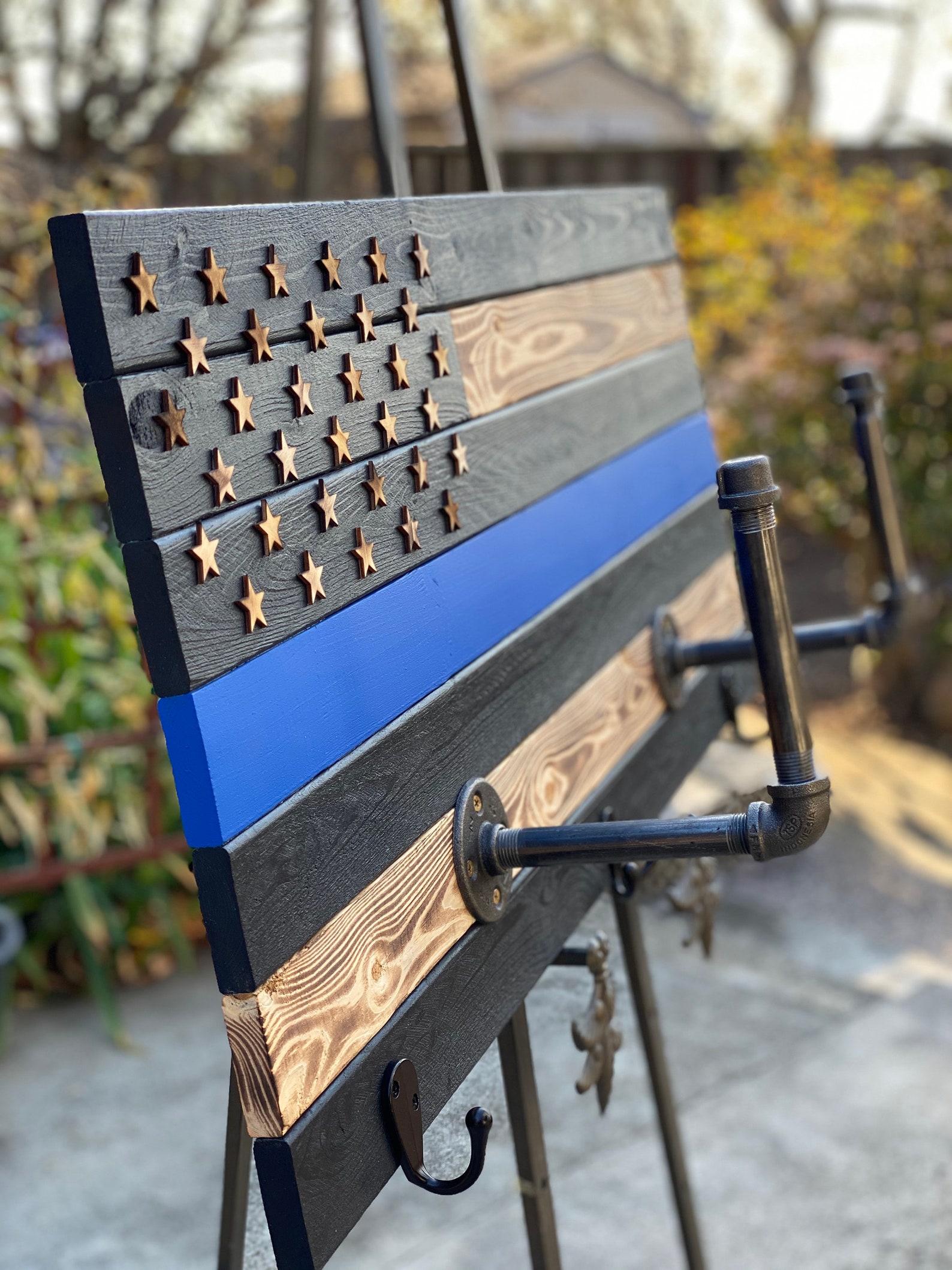 Motorcycle Bicycle Helmet Rack Thin Blue Line American - Etsy