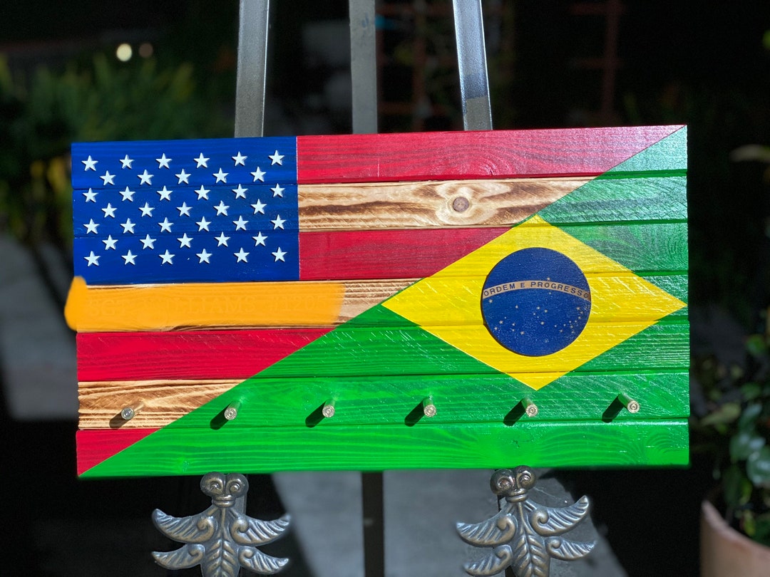 Custom Split Flags With Thin Blue Line, Brazil, Trinidad & Tobago ...