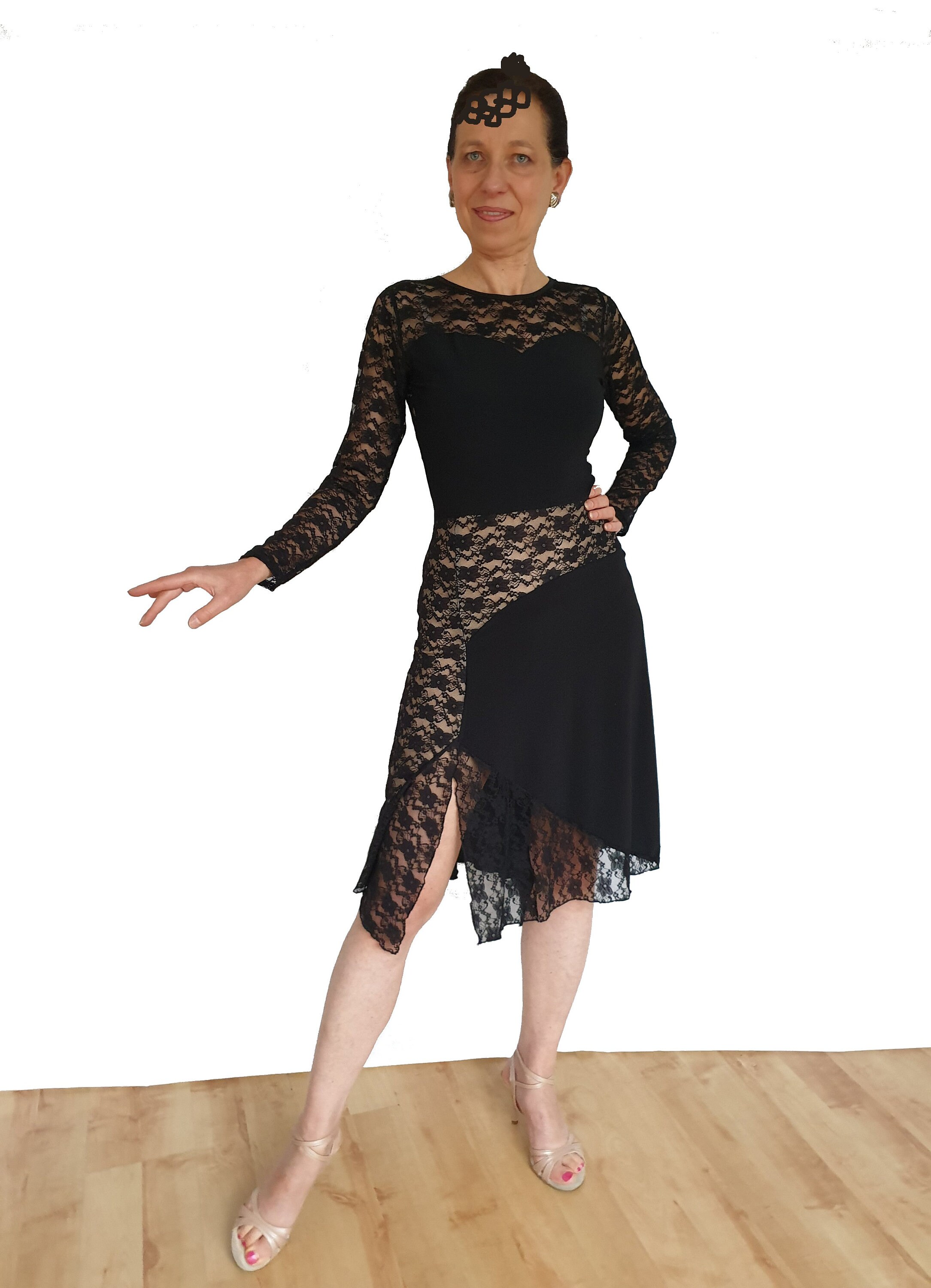 DR075 Argentine Tango Dress With Lace Back and Sleeves - Etsy