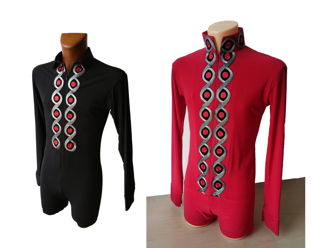 MS056E Mens Body Shirt With Zip and Silver/black/red Trim Built on ...